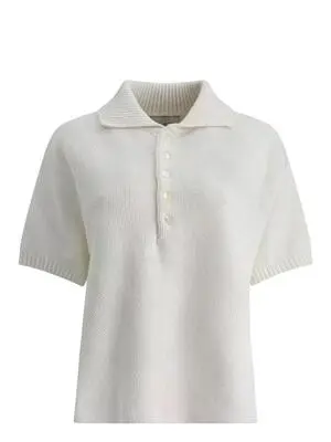 UMARMUNG Ribbed-collar Polo Top - Neutrals