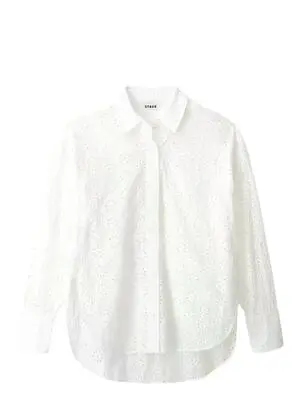 Staud Colton Eyelet Shirt - White