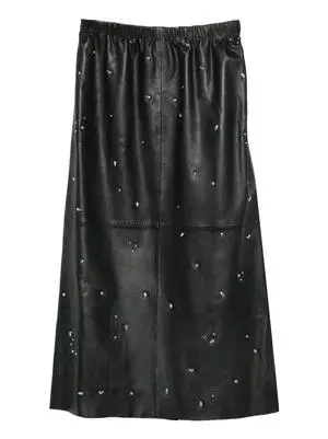 ALYSI Embellished Leather Skirt - Black