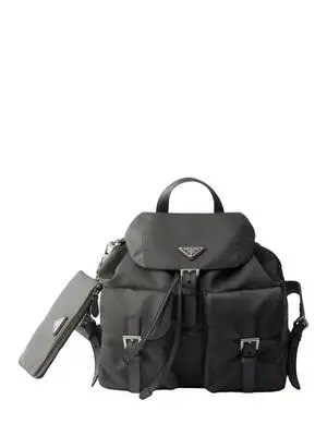 Prada Backpack With Flap Closure And Front-pockets - Grey