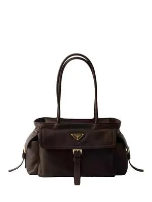 Prada Medium Explore Leather Tote Bag - Brown