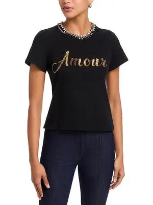 Cinq À Sept Amour Embellished Top - Black/gold