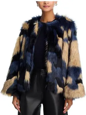 Farm Rio Faux Fur Coat - Blue