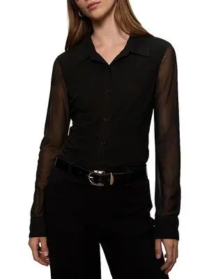 SANCTUARY Fitted Mesh Shirt