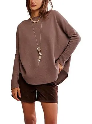 Free People Free People Latte Blues Thermal Pullover Leafless Tree