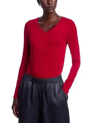Eileen Fisher V-neck Long Sleeve Top - Ruby