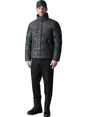 Mackage Everett Technical Camo Quilted Down Jacket - Army Carbon Multi