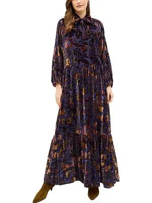 MARIE OLIVER Kris Embroidered Velvet Maxi Dress - Jacobean