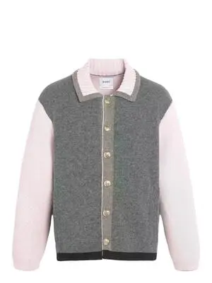 BARRIE Colour-block Buttoned Cardigan - Grey