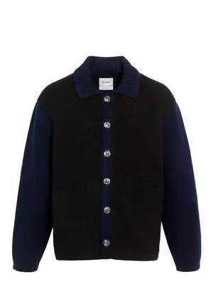 BARRIE Colour-block Button Cardigan - Black