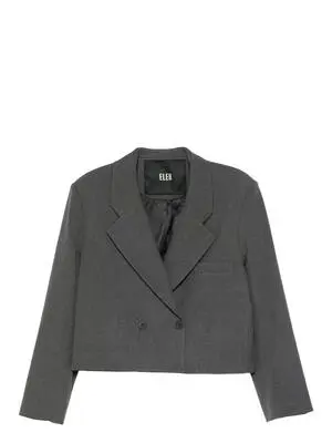 ELEH Double-breasted Cropped Blazer - Grey