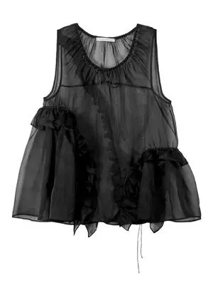 Cecilie Bahnsen Organza Orsalina Top With Ruffle Detail - Black