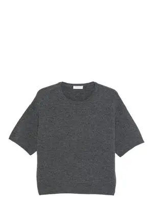 Majestic Filatures Mélange-effect Knitted T-shirt - Grey