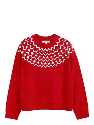 Chinti & Parker Star-motif Wool Sweater - Red