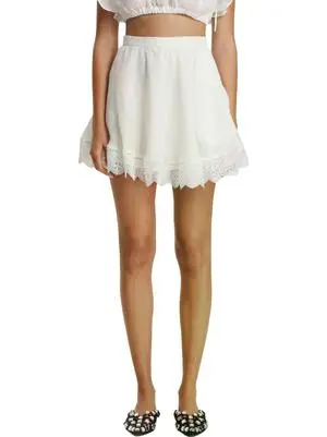 PNK A-line Skirt With Lace Trim - White