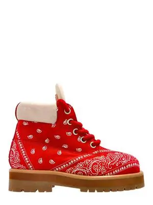 PDF Bandana-print Ankle Boots - Red