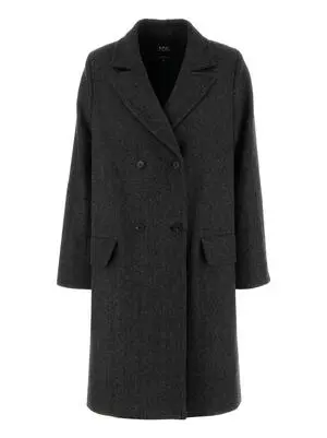 A.p.c. Embroidered Wool-blend Coat - Grey