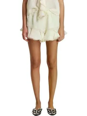 PNK Ruffled-lace Linen Shorts - Neutrals