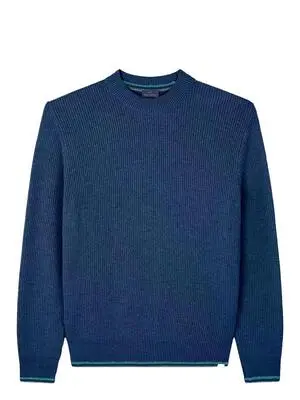 Paul & Shark Crew-neck Ribbed Knit Sweater - Blue