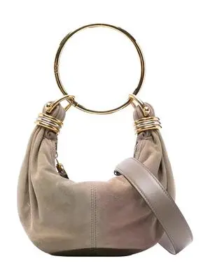 Chloé Suede Tote Bag With Ring Handle - Grey