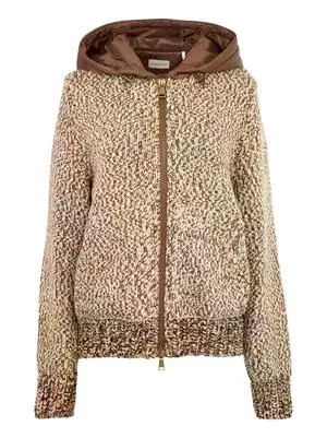 Moncler Hooded Zip Cardigan - Brown