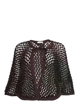 DIOTIMA Beaded Openwork Capelet - Brown