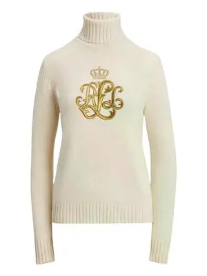 Ralph Lauren Embroidered Turtleneck Sweater - Neutrals