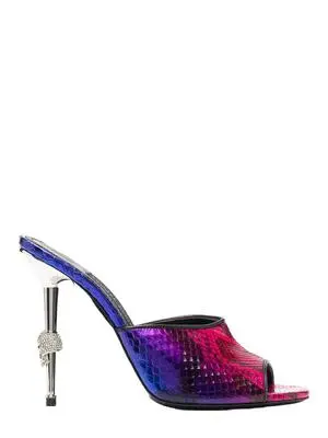 Philipp Plein Skull-heel Python Sandals - Black
