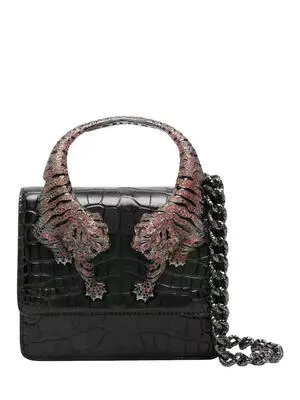 Roberto Cavalli Tiger-embellished Shoulder Bag - Black