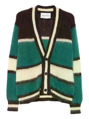 AMARÁNTO Striped Knit Cardigan - Green