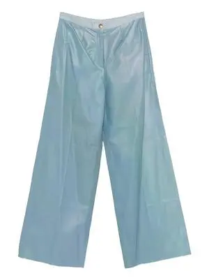 FORTE_FORTE Leather Flared Trousers - Blue