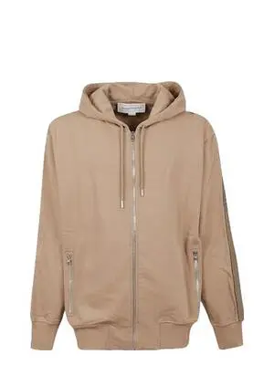 Alexander McQueen Side Logo-print Zip-up Hoodie - Beige