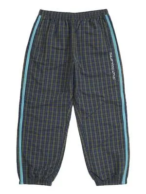 Supreme Plaid Warm Up Pant Navy Blue