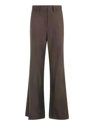 ALYSI Buttoned Flared Trousers - Brown