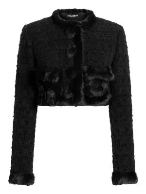 Dolce & Gabbana Faux-fur Trimmed Tweed Jacket - Black