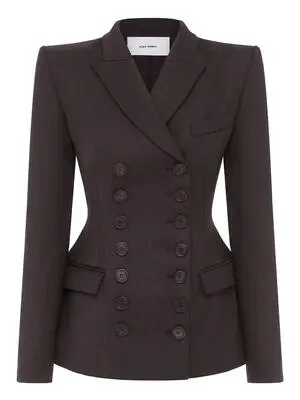 Alex Perry Sculpted Double-breasted Blazer - Brown