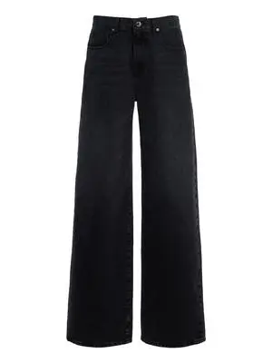 Brandon Maxwell The Callan Mid-rise Wide-leg Jeans - Black
