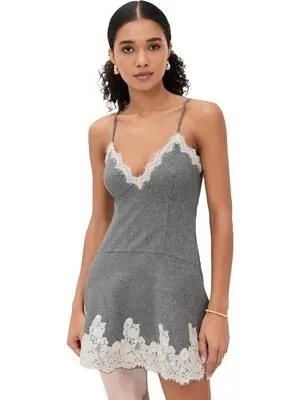 LoveShackFancy Teddi Mini Dress - Grey Melange