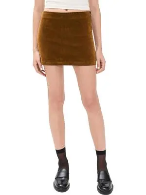 Joe's Jeans Flocked Velvet Mini Skirt - Bronze Brown