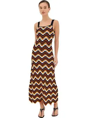 Escvdo Marea Dress - Ivory/orange/brown/black