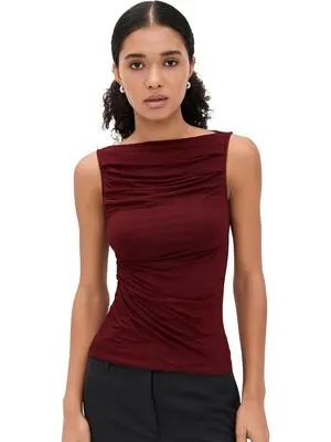 Enza Costa Fluid Jersey Draped Boatneck - Barolo