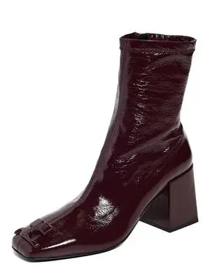 COURREGES Re Edition Vinyl Ankle Boots - Burgundy