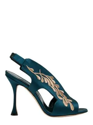 Manolo Blahnik Pancrabonu 105 Embroidered Slingback Sandals - Dark Blue
