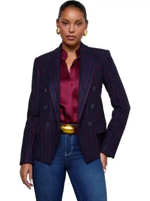 L'Agence Kenzie Pinstriped Blazer - Midnight/red Pinstripe