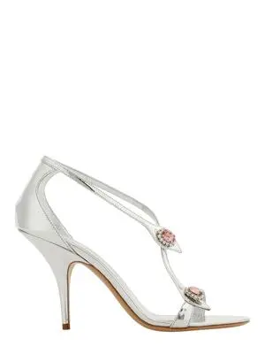 FERRAGAMO Crystal Embellished Sandals - Silver