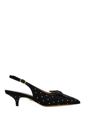 FERRAGAMO Slingback With Bow And Crystal Detailing - Black