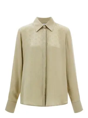FERRAGAMO Monogram Silk Shirt - Green