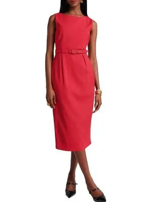 FRANCES VALENTINE Audrey Belted Midi Dress - Red