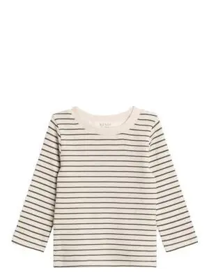 KENDI Rory Long Sleeve Ribbed Top Olive Stripe