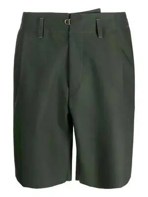 Kolor Pleated Wide-leg Tailored Shorts - Green